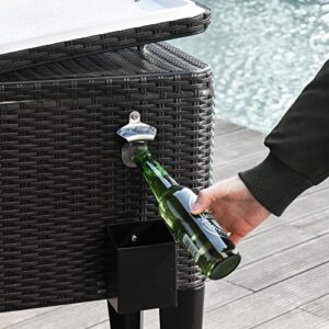 Outsunny 80 QT Rolling Cooling Bins Ice Chest on Wheels Outdoor Stand Up Drink Cooler Cart for Party, Dark Brown Wicker