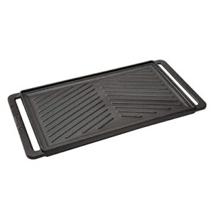 Cuisinart CCP-2000 Reversible Cast Iron Grill & Griddle Cookware Plate, Ribbed Grill & Smooth Flat Top Griddle, Black