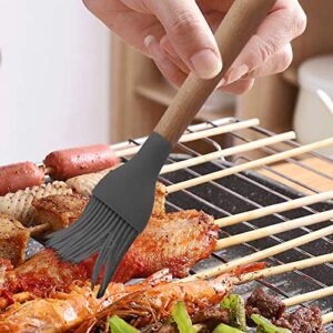 KUFUNG Silicon Basting Brushes, Wooden Handle Heat Resistant Pastry Brushes, Spread Oil Butter Sauce Marinades for BBQ Grill Barbeque & Kitchen Baking, Cooking (Grey)