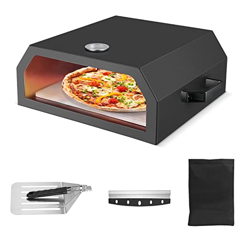 LIVOSA Outdoor Pizza Oven, 12" Pizza Stone - Portable Gas Pizza Oven For Backyard Camping Scenes Ect, Stainless Steel Pizza Grill Built-in Thermometer(18.3''L x 17.4”W x 18.11''H)