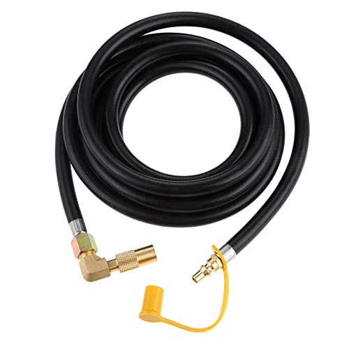 Aupoko Propane Elbow Adapter with Extension Hose, 12 FT Propane Quick Connect Propane Hose RV to Grill for Blackstone 17" and 22" Griddle, Quick Connect Hose for Rv Grill Camp Stove Portable Fire Pit