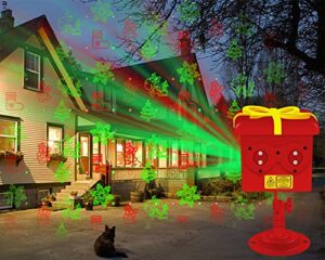 christmas projector lights outdoor, yard laser christmas decorations with 13 dynamic patterns, ip65 waterproof, rf remote control, cover 3800 sq, timer for indoor holiday night gathering party