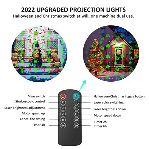 Christmas Projector Lights Outdoor, Yard Laser Christmas Decorations with 13 Dynamic Patterns, IP65 Waterproof, RF Remote Control, Cover 3800 sq, Timer for Indoor Holiday Night Gathering Party