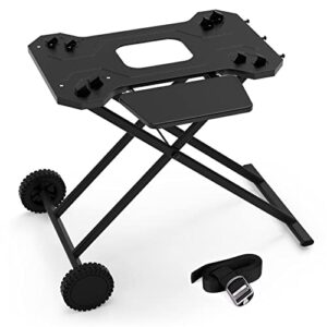 stanbroil portable grill cart for weber q series gas grills, upgraded outdoor grill stand with hooks and folding shelf, comes in one piece, stable and heavy duty