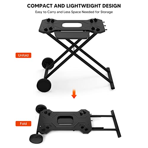 Stanbroil Portable Grill Cart for Weber Q Series Gas Grills, Upgraded Outdoor Grill Stand with Hooks and Folding Shelf, Comes in One Piece, Stable and Heavy Duty