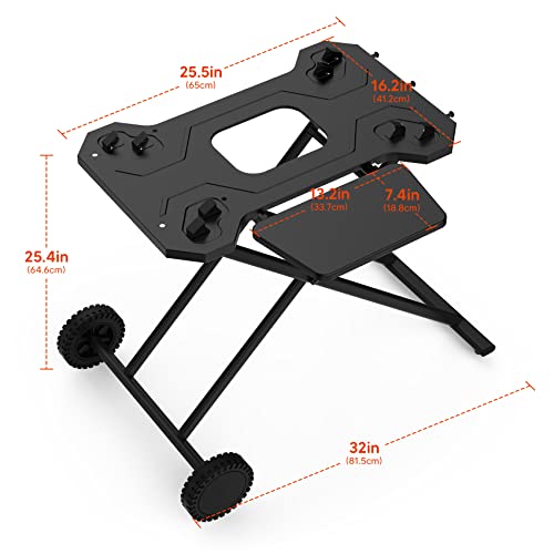 Stanbroil Portable Grill Cart for Weber Q Series Gas Grills, Upgraded Outdoor Grill Stand with Hooks and Folding Shelf, Comes in One Piece, Stable and Heavy Duty