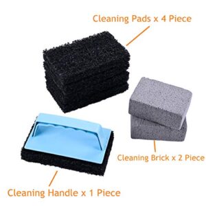 Grill Griddle Cleaning Kit 7 Piece, 4 Griddle Cleaning Pads with One Holder, 2 Grill Cleaning Brick Block,Griddle Cleaning Accessories, Grill Gleaning Tools