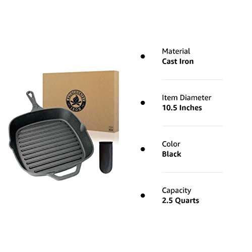 Backcountry Iron 10.5 Inch Square Grill Pan Medium Pre-Seasoned Cast Iron