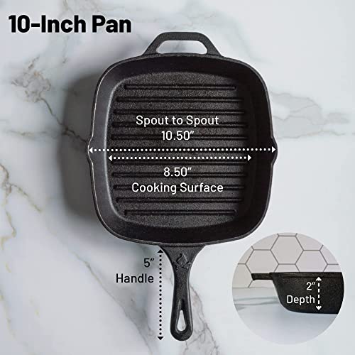 Backcountry Iron 10.5 Inch Square Grill Pan Medium Pre-Seasoned Cast Iron