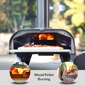 BIG HORN OUTDOORS 12 Inch Wood Pellet Burning Pizza Oven, Portable Stainless Steel Pizza Grill with Pizza Stone for Outside