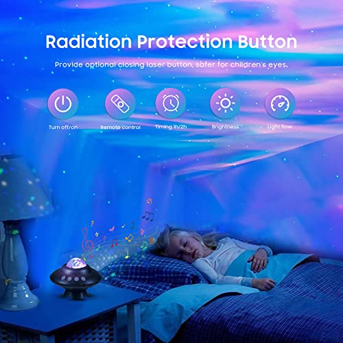 Aurora Projector Galaxy Light for Bedroom, RayGalax Star Projector Night Light with Remote Control, Bluetooth Music Speaker, Timer, Northern Light Star Nebula Lamp Trippy Projector for Kids, Adults