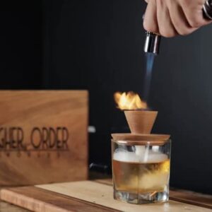 Higher Order Cocktail Smoker Kit -USA Handcrafted |Smoker, Turbo Torch, Woodchip Blend| Old Fashioned Chimney Drink Smoker for Cocktails, Whiskey Smoker Kit Bourbon Smoker Kit Smoke Infuser (Maple)