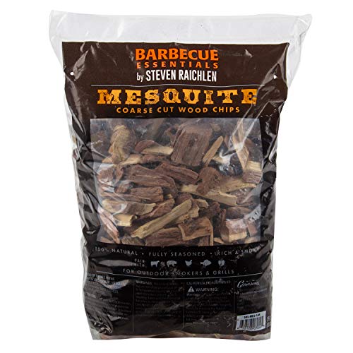 Steven Raichlen All Natural Mesquite Wood Chips for Smoker - 260 Cu. In. Bag, Approx 2 lbs - Kiln Dried Coarse Cut BBQ Grill Wood Chips for Smoking Meat - Barbecue Accessories & Grilling Gifts for Men