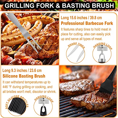 POLIGO 26PCS Camping Grill Utensils Set for Outdoor Grill Set Stainless Steel Grill Accessories in Case - Premium BBQ Tools Grilling Tools Set Ideal Birthday Father's Day Grilling Gifts for Men Dad