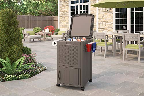 Suncast DCCW3000DTD Resin Wicker, Dark Taupe Cooler