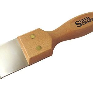 Super Scraper Double Edge Solid Carbide Scraper 1/8" thick by 2” wide by 1.75” long Blade w/ Solid Wood Handle Overall Length 7.75" SS-2