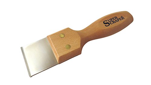 Super Scraper Double Edge Solid Carbide Scraper 1/8" thick by 2” wide by 1.75” long Blade w/ Solid Wood Handle Overall Length 7.75" SS-2