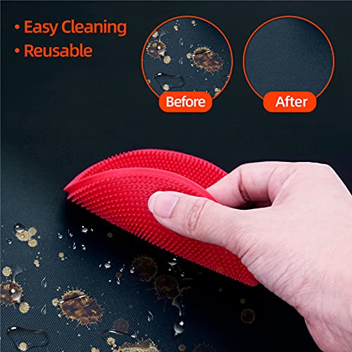 ITZH Grill BBQ Mat 6 Set Heavy Duty, Non-Stick, Heat Resistant and BPA-Free Reusable Grill Mats Supplied with Cleaning Brush and Bottle Opener