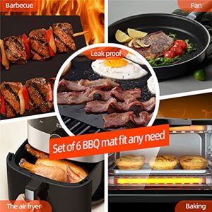 ITZH Grill BBQ Mat 6 Set Heavy Duty, Non-Stick, Heat Resistant and BPA-Free Reusable Grill Mats Supplied with Cleaning Brush and Bottle Opener