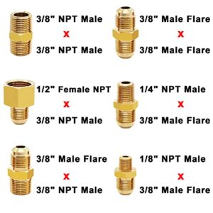 20 Feet High Pressure Braided Propane Hose Extension with Conversion Coupling 3/8" Flare to 1/2" Female NPT, 1/4" Male NPT, 1/8" NPT Male,3/8" Male NPT, 3/8" Male Flare for BBQ Grill, Fire Pit, Heater