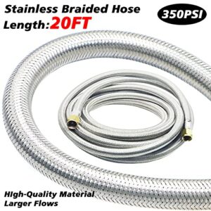 20 Feet High Pressure Braided Propane Hose Extension with Conversion Coupling 3/8" Flare to 1/2" Female NPT, 1/4" Male NPT, 1/8" NPT Male,3/8" Male NPT, 3/8" Male Flare for BBQ Grill, Fire Pit, Heater