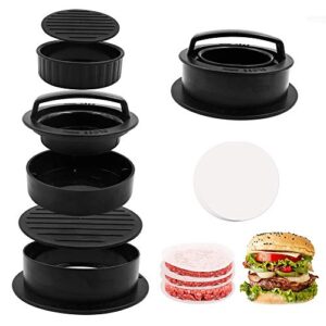 burger mold hamburger press patty maker different size patty molds, works best for stuffed burgers press, sliders, regular beef burger -100 wax papers