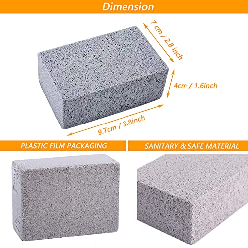 Encoli Grill Cleaning Brick Block, Pumice Stone for Removing BBQ Grills, Racks, Flat Top Cookers, Pool, Toilet Cleaner (Grey 4 Pack)