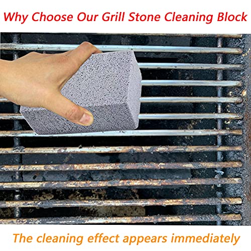 Encoli Grill Cleaning Brick Block, Pumice Stone for Removing BBQ Grills, Racks, Flat Top Cookers, Pool, Toilet Cleaner (Grey 4 Pack)