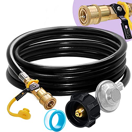 GCBSAEQ 6FT Quick Connect Propane Hose with Regulator Low Pressure Gas Propane Tank QCC1 to 1/4" Female Quick Connect Adapter for Olympian 5100, 5500 RV Grill