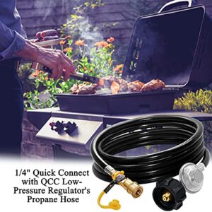 GCBSAEQ 6FT Quick Connect Propane Hose with Regulator Low Pressure Gas Propane Tank QCC1 to 1/4" Female Quick Connect Adapter for Olympian 5100, 5500 RV Grill