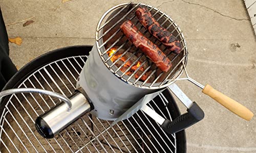 BBQ Dragon Round Grill Grate for Charcoal Chimneys - 9" Cooking Grate with Wood Handle - Stainless Steel Grill Rack, Fire Pit Grill Grate - BBQ Grate, Suited with Weber Charcoal Chimney