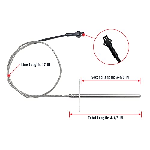 Replacement RTD Temperature Probe Sensor, Compatible with Pit Boss Pellet Grill PB1000XL-025-R00 V2, (70123-AMP)