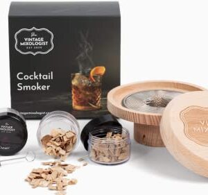 Vintage Mixologist Cocktail Smoker with 4 Pack of Smoking Chips | Oak, Cherry, Apple, and Hickory | Infuse Cocktails, Wine, Whiskey, Cheese, and more | Smoking Glass Cloche