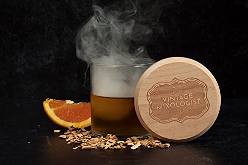 Vintage Mixologist Cocktail Smoker with 4 Pack of Smoking Chips | Oak, Cherry, Apple, and Hickory | Infuse Cocktails, Wine, Whiskey, Cheese, and more | Smoking Glass Cloche