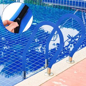 2 Pieces 4 Feet Pool Handrail Cover Blue Hand Railing Cover Zippered Inground Pool Covers Slip Resistant Rail Grip for Swimming Pool Inground Ladder Handles