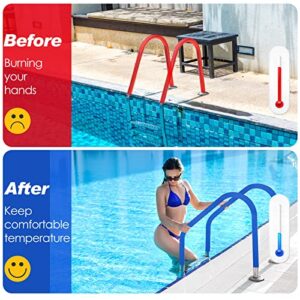 2 Pieces 4 Feet Pool Handrail Cover Blue Hand Railing Cover Zippered Inground Pool Covers Slip Resistant Rail Grip for Swimming Pool Inground Ladder Handles