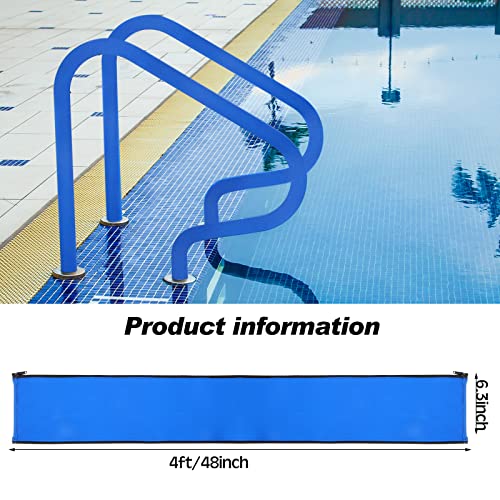 2 Pieces 4 Feet Pool Handrail Cover Blue Hand Railing Cover Zippered Inground Pool Covers Slip Resistant Rail Grip for Swimming Pool Inground Ladder Handles