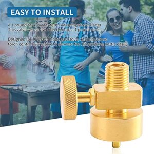 1LB Brass Propane Needle Control Valve, Disposable Adjustable Pressure Propane Gas Regulator Valve with 1/4’’ NPT Male Thread (Tapped M8 Female), Propane 1LB Tank Disposal Cylinder Bottle Adapter