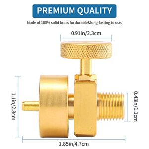 1LB Brass Propane Needle Control Valve, Disposable Adjustable Pressure Propane Gas Regulator Valve with 1/4’’ NPT Male Thread (Tapped M8 Female), Propane 1LB Tank Disposal Cylinder Bottle Adapter