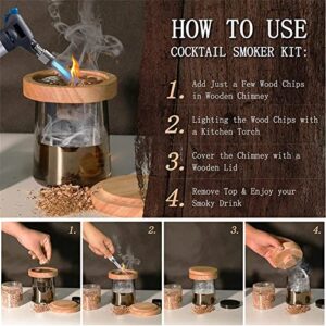 Cocktail Smoker For Infused Cocktails Whiskey, Wine, Grill, Flavored Beverage Smoker In Four Flavors Of Oak, Cherry, Apple And Hickory Wood Chips, Gift For Men, 15x15x5