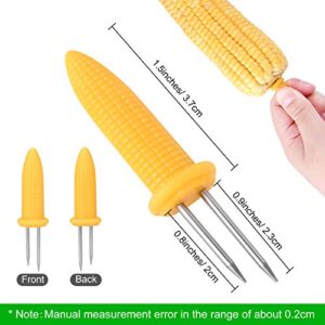 FEPITO 9 Pcs Corn Trays with 20 Pcs Corn Holders on the Cob Skewers Transparent Plastic Corn Dishes Corn Holders Cob Dinnerware for Sweet Butter Corn