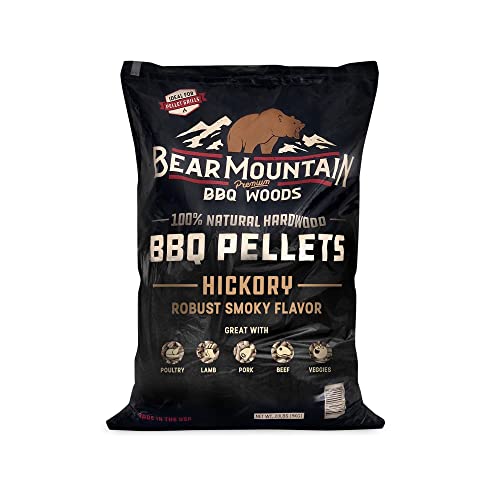 Bear Mountain FB14 Premium All Natural Low Moisture Hardwood Smoky Hickory BBQ Smoker Pellets for Outdoor Grilling, 40 Pound Bag (4 Pack)