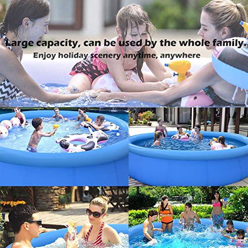 Inflatable Kiddie Pool for Summer Relax - Swimming Pool for Kids and Adults - Easy Set Up Above Ground Pools for Backyard with Electric Air Pump (Blue) (Blue)