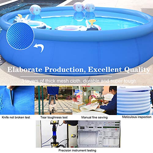 Inflatable Kiddie Pool for Summer Relax - Swimming Pool for Kids and Adults - Easy Set Up Above Ground Pools for Backyard with Electric Air Pump (Blue) (Blue)