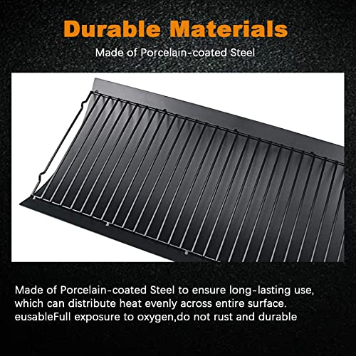 Uniflasy 27 Inches Ash Pan/Drip Pan for Chargriller 1224, 1324, 2121, 2222, 2727, 2828, 2929 Charcoal Grills, Charbroil 17302056 Grill Grates Replacement Part with 2pcs Fire Grate Hanger