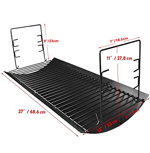 Uniflasy 27 Inches Ash Pan/Drip Pan for Chargriller 1224, 1324, 2121, 2222, 2727, 2828, 2929 Charcoal Grills, Charbroil 17302056 Grill Grates Replacement Part with 2pcs Fire Grate Hanger