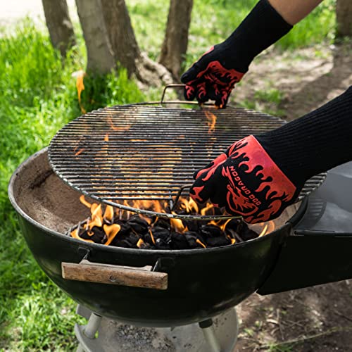 Extreme Heat Resistant Gloves - BBQ Gloves, Hot Oven Mitts, Charcoal Grill, Smoking, Barbecue Gloves for Grilling Meat Gloves, Insulated, Silicone Non-Slip Grips, U.S. Safety Tested - BBQ Dragon