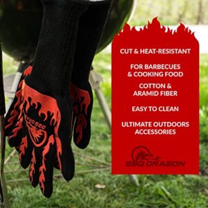 Extreme Heat Resistant Gloves - BBQ Gloves, Hot Oven Mitts, Charcoal Grill, Smoking, Barbecue Gloves for Grilling Meat Gloves, Insulated, Silicone Non-Slip Grips, U.S. Safety Tested - BBQ Dragon