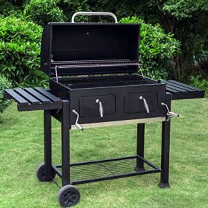 sophia & william heavy-duty charcoal bbq grills extra large outdoor barbecue grill with 794 sq.in. cooking area, dual-zone individual & adjustable charcoal tray and foldable side table, black