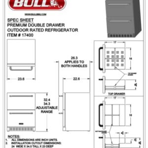 Bull Outdoor Products 17400 Double Drawer Outdoor Rated Refrigerator, Stainless Steel